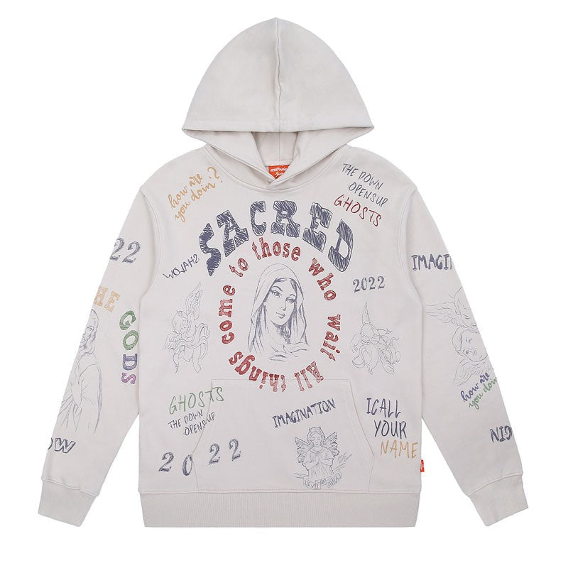 "Scared In The World" Unisex Men Women Streetwear Graphic Hoodie