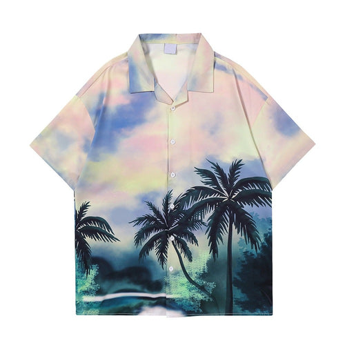 "Hawelly" Men Women Streetwear Graphic Button Up Shirt