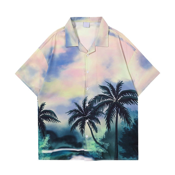 "Hawelly" Men Women Streetwear Graphic Button Up Shirt