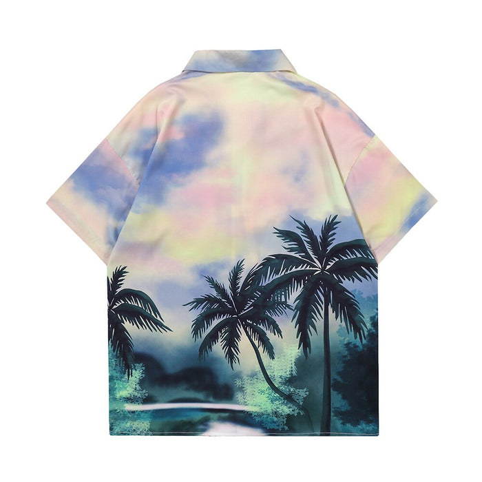 "Hawelly" Men Women Streetwear Graphic Button Up Shirt