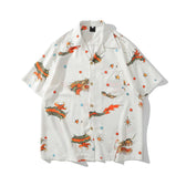 "Red Dragon" Unisex Men Women Streetwear Graphic Button Shirt