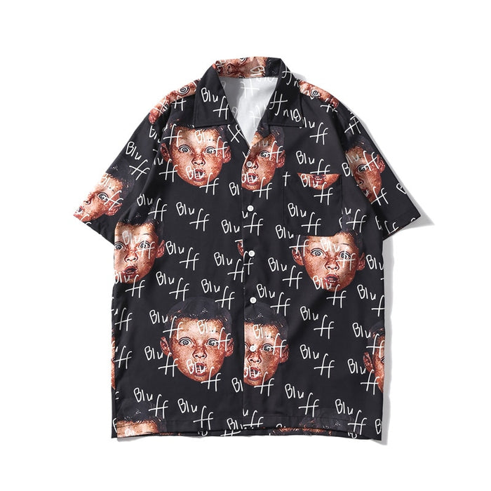 "Bluff Boy" Unisex Men Women Graphic Button Up Shirt - Daulet Apparel