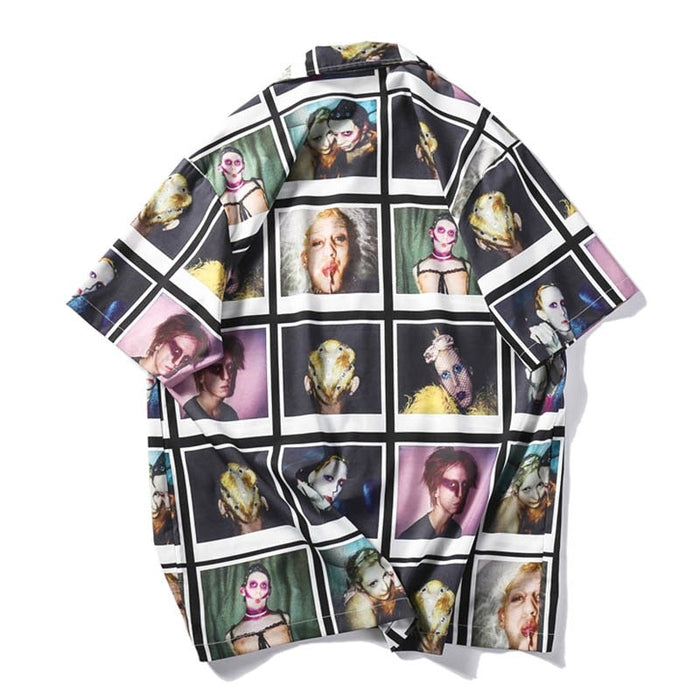 "Two Face" Unisex Men Women Streetwear Graphic Button Shirt