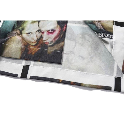 "Two Face" Unisex Men Women Streetwear Graphic Button Shirt