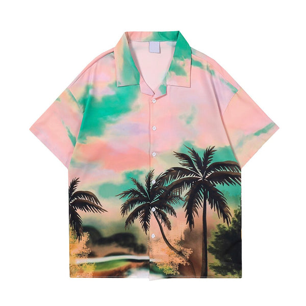 "Hawelly" Men Women Streetwear Graphic Button Up Shirt