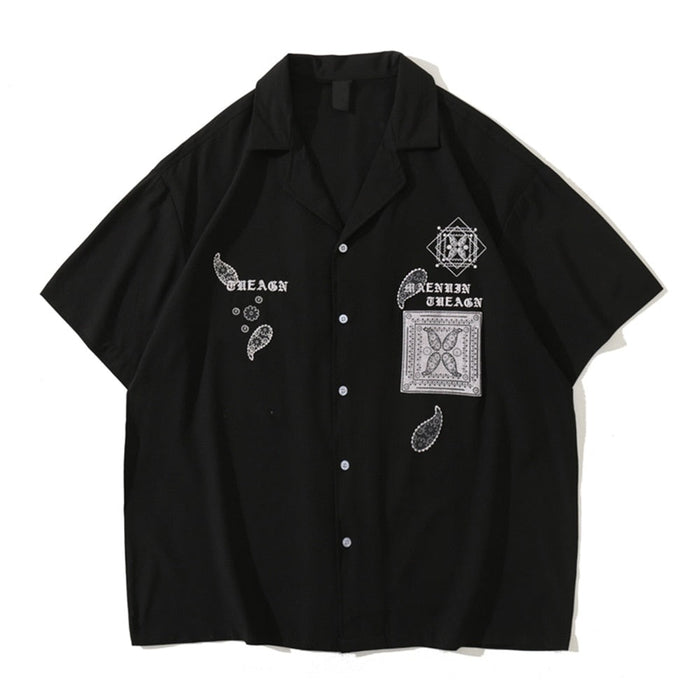 "Fallin Leafs" Unisex Men Women Streetwear Button Shirt