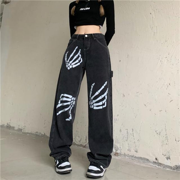 "Spider Web" Unisex Men Women Streetwear Denim Jeans