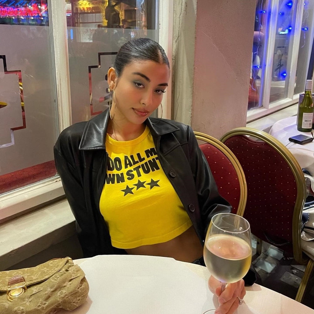 "Stunt Person" Aesthetic Sexy Crop Graphic Streetwear T-Shirt