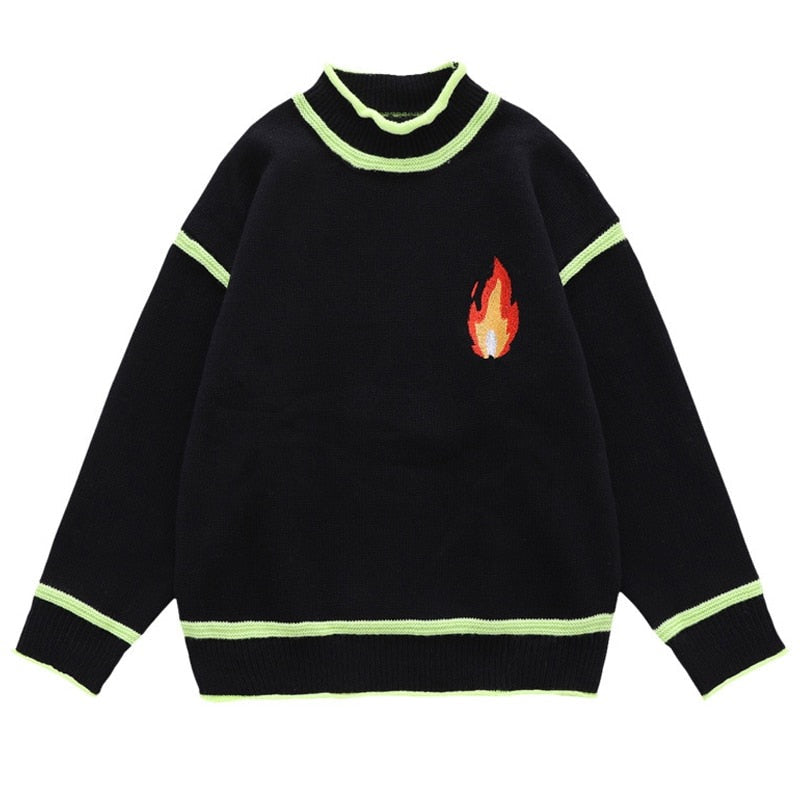 "Fire Flame" Unisex Men Women Streetwear Graphic Sweater