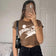 "Red Waves" Women Vintage Short Sleeve Graphic T-Shirt