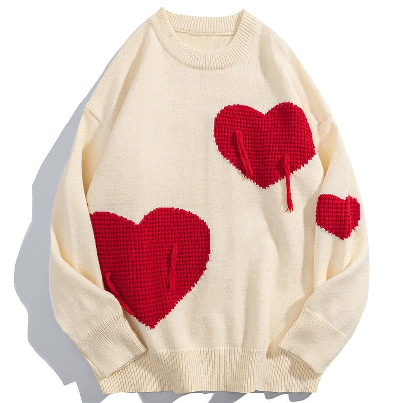 "Red Heart" Unisex Men Women Graphic Streetwear Sweater