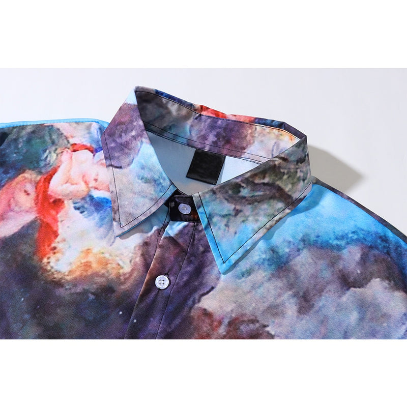 "Gospel" Unisex Men Women Streetwear Graphic Button Up